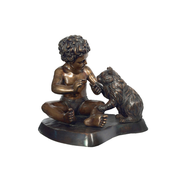 Little Boy with Cat Bronze Statue - Children & Pet Sculpture ...