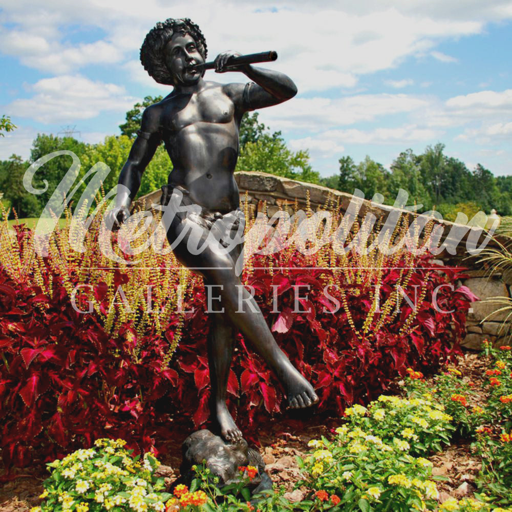Classical Boy with Flute Bronze Fountain Statue - Metropolitan ...