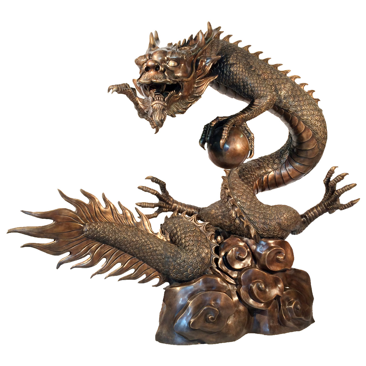 Large Dragon Fountain Bronze Statue 63" | Lost Wax Cast Water Feature ...